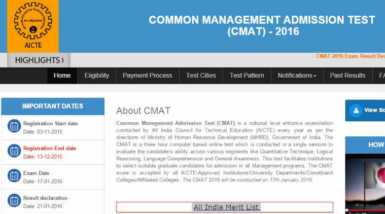 AICTE CMAT 2016: Results declared @aicte-cmat.in | Education News - The Indian Express