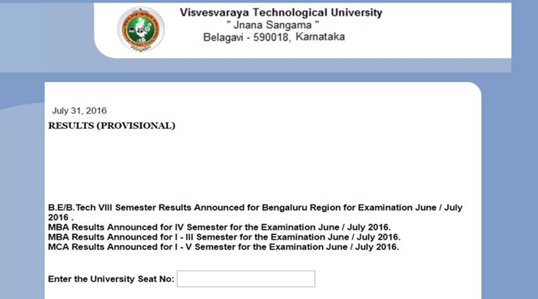 VTU BE/B.Tech sem 8 exam 2016: Result declared, check steps to download ...