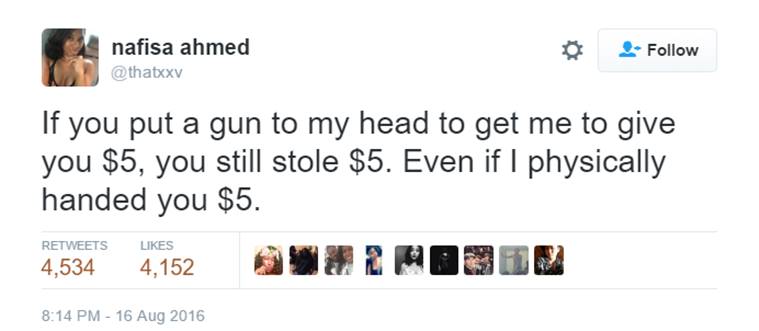 This woman breaks down what rape really means in 7 tweets using $5, and it’s spot on | Trending ...