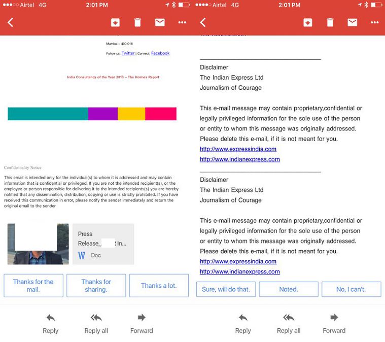 Google adds ‘Smart Reply’ to Gmail on Android, iOS: Here’s how it works | Technology News - The ...