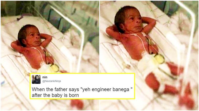 This newborn baby is the youngest one to be turned into a Twitter meme ...