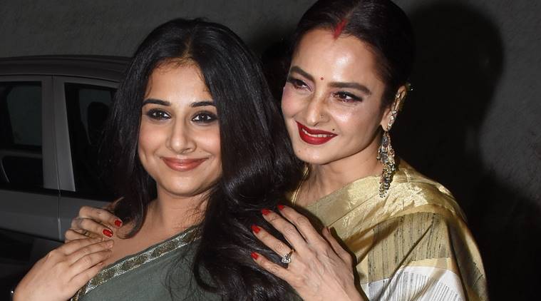 Vidya Balan and Rekha have a ‘golden’ sari moment at the screening of ...