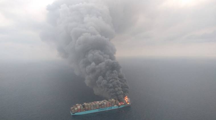 Container ship with 13 Indians on board catches fire near Lakshadweep ...