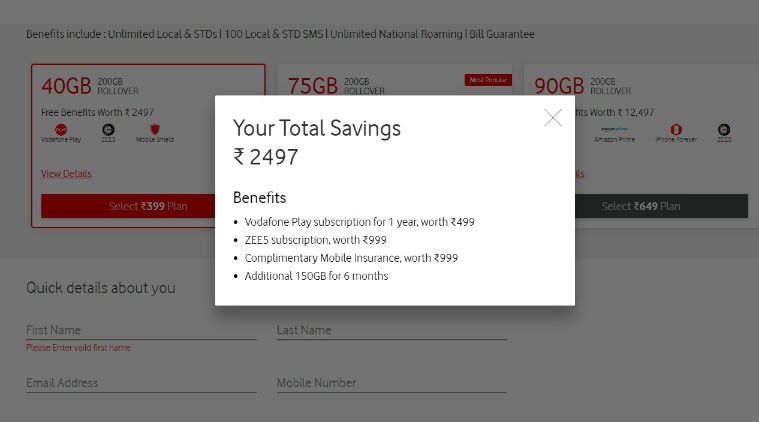 Vodafone offers 150GB extra data to new customers on Rs 399 postpaid ...
