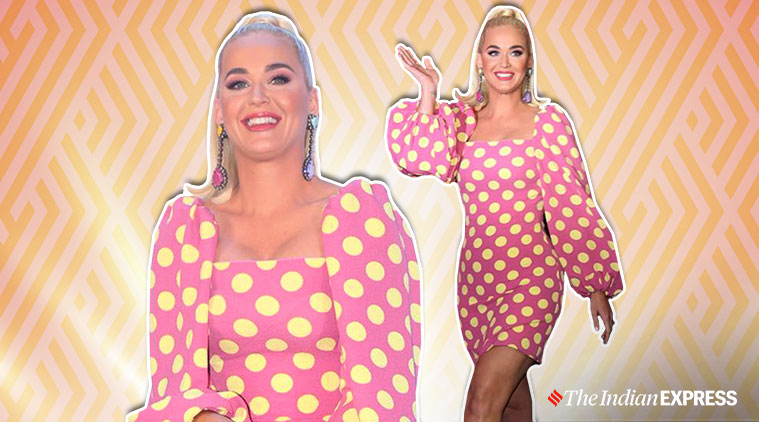 Katy Perry wows in polka dot mini dress and furry stilettos | Fashion ...