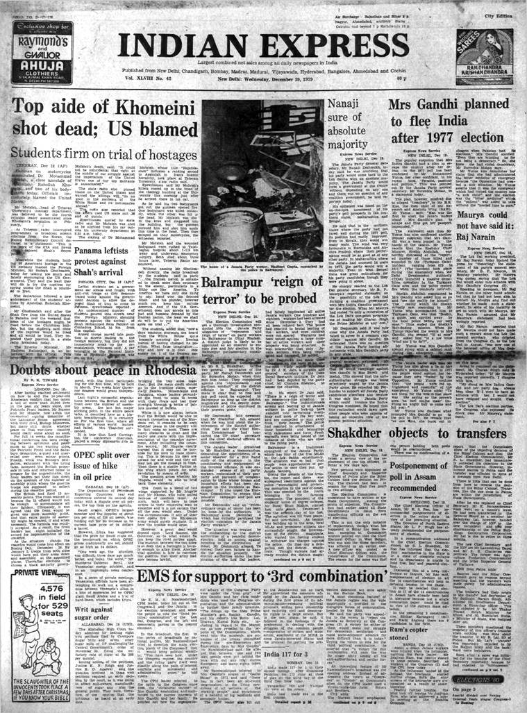 December 19, 1979, Forty Years Ago: Indira’s Escape Story | The Indian ...