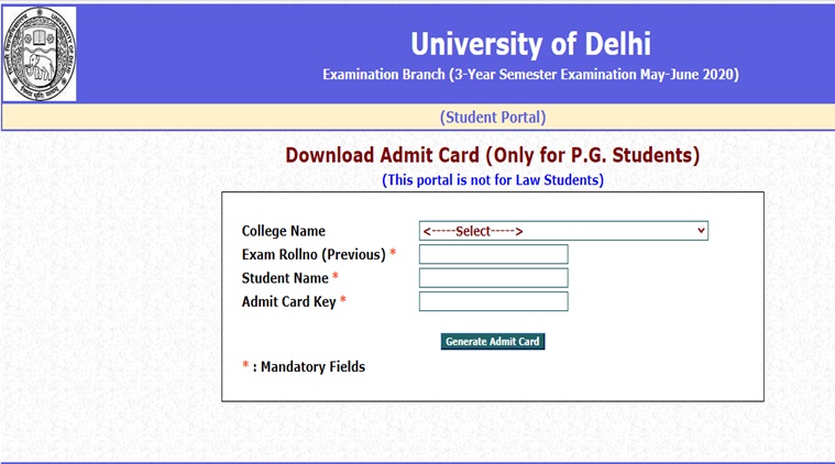 DU open books exam admit card released for PG classes: Check exam rules ...