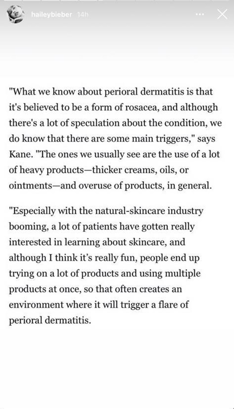 Hailey Bieber reveals she suffers from perioral dermatitis; know more ...