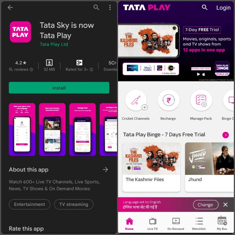 ExpressBasics: How to watch Live TV on your phone with Tata Play ...