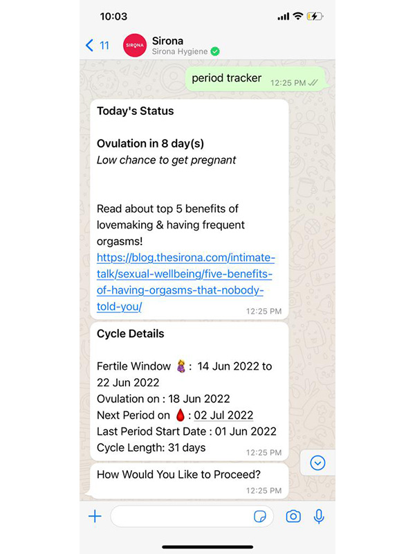This new chatbot will let you track your periods via WhatsApp ...
