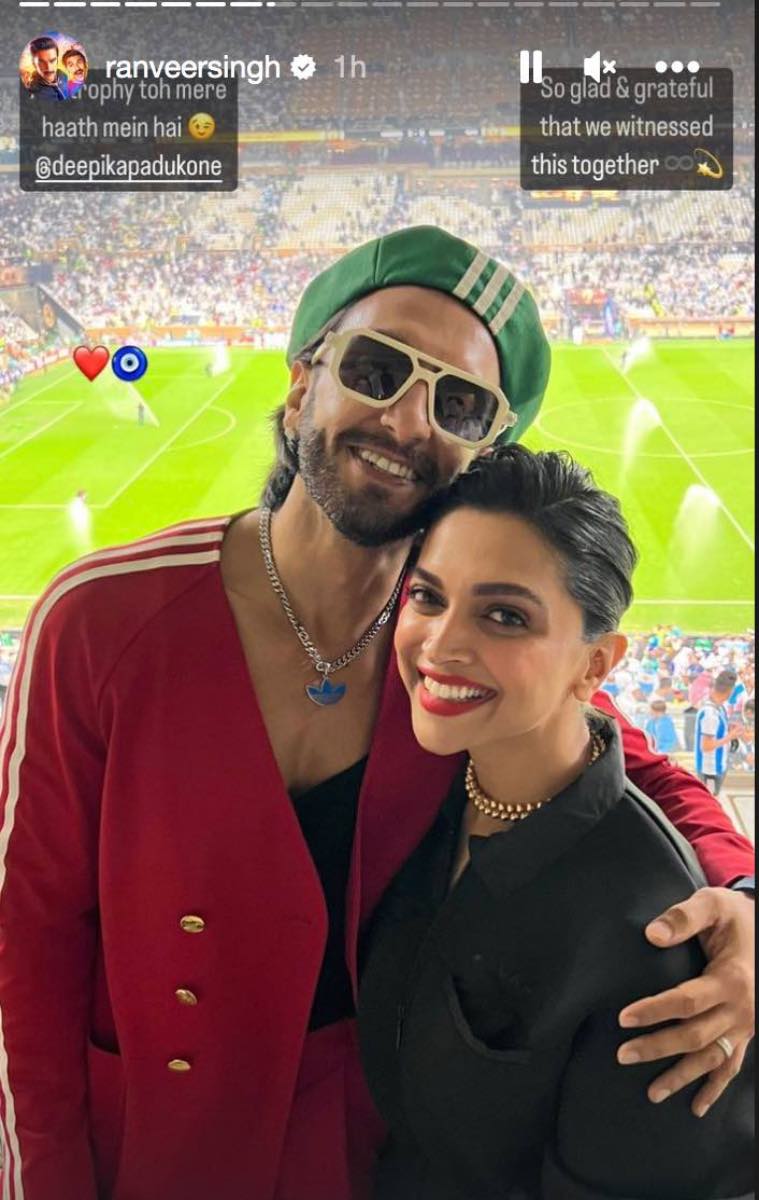 Ranveer Singh hugs wife Deepika Padukone during FIFA World Cup final penalty shootout, calls her ...