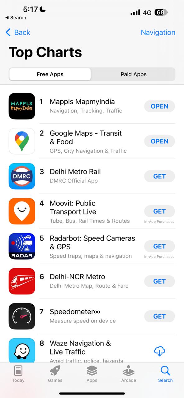 MapMyIndia’s Mappls edges closer to Google Maps on Indian App Store’s ...
