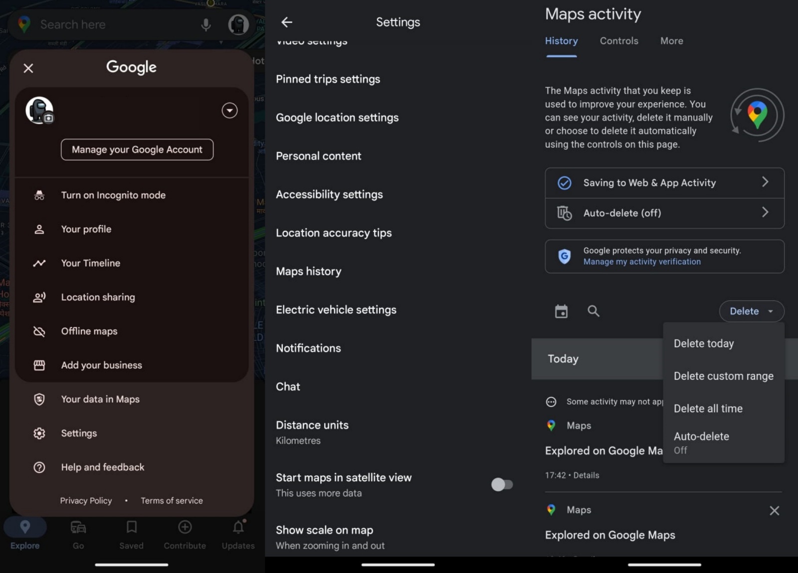 How to clear Google Maps search, location and timeline history ...
