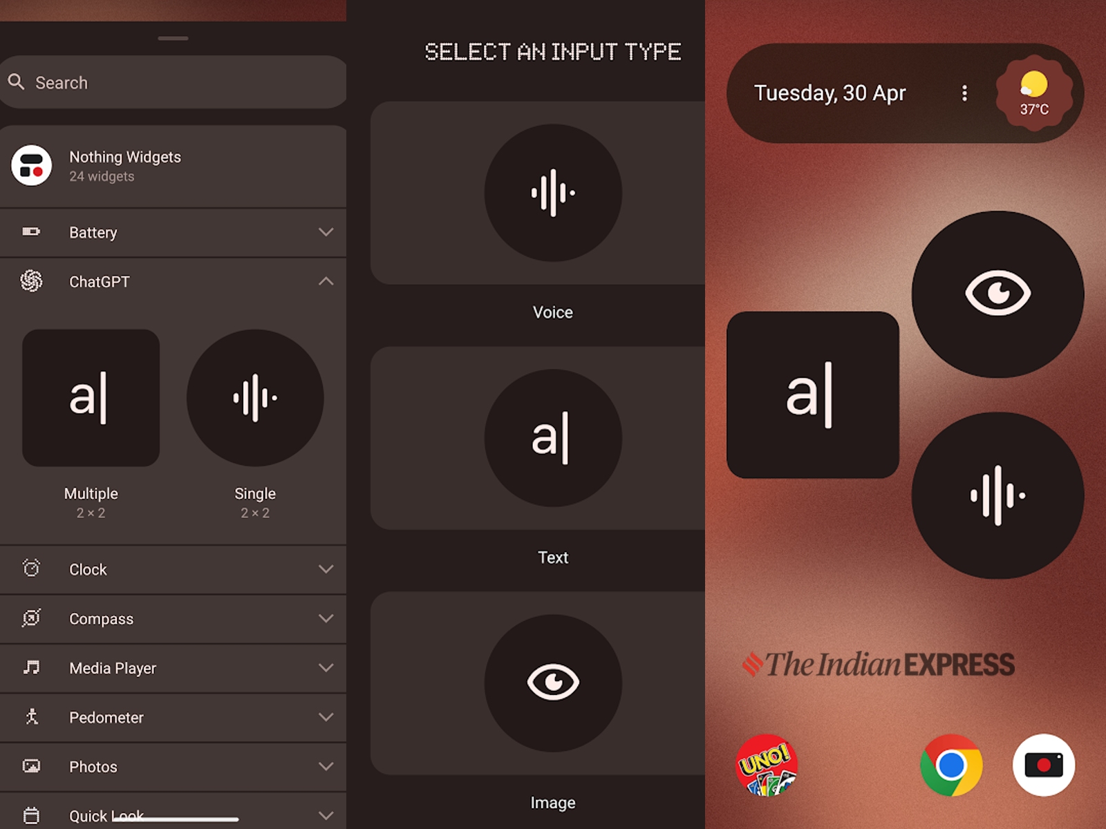 ChatGPT widgets on Nothing Phone