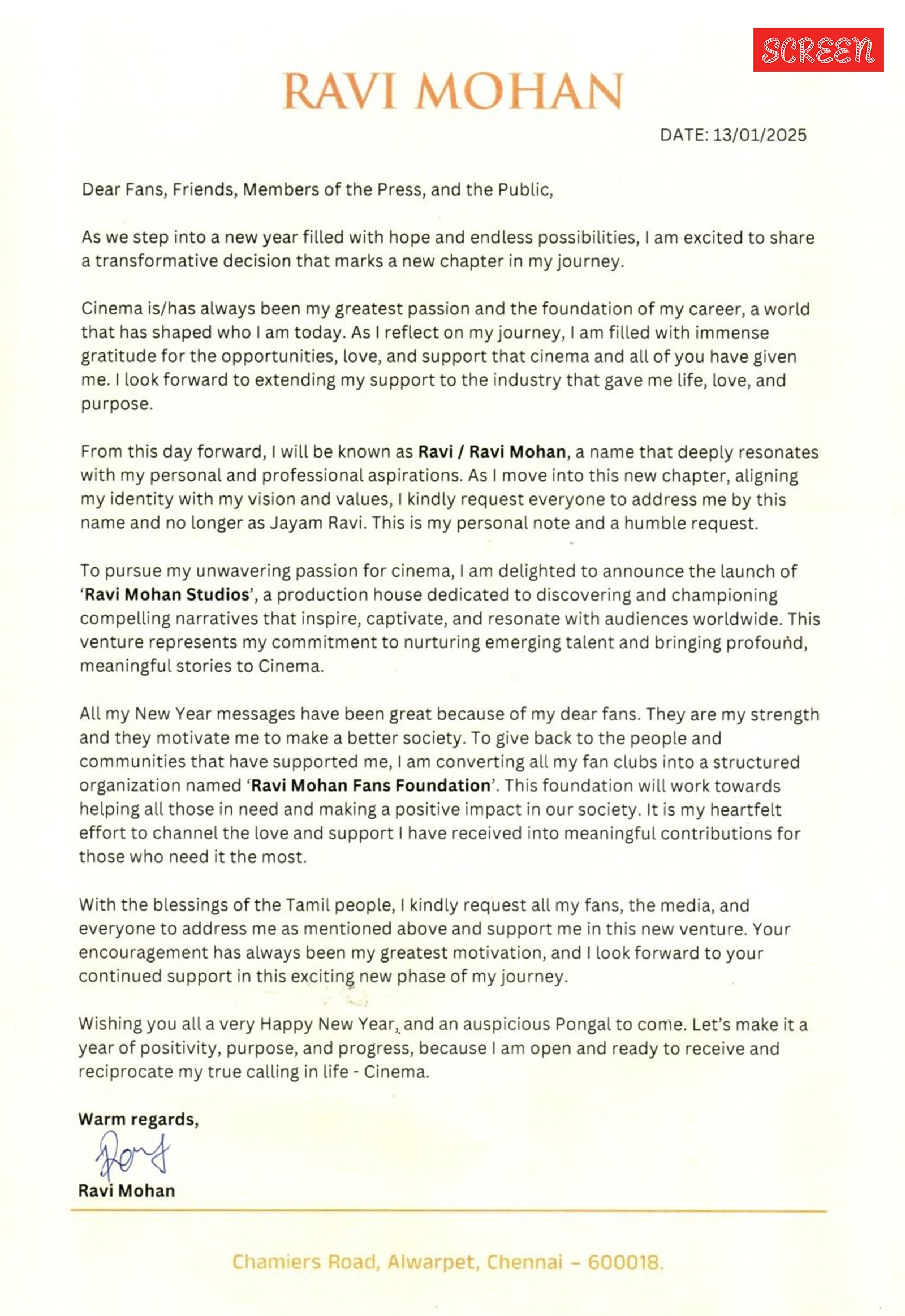 Months after separation from wife Aarti, Jayam Ravi adopts new name: ‘New chapter in my journey ...