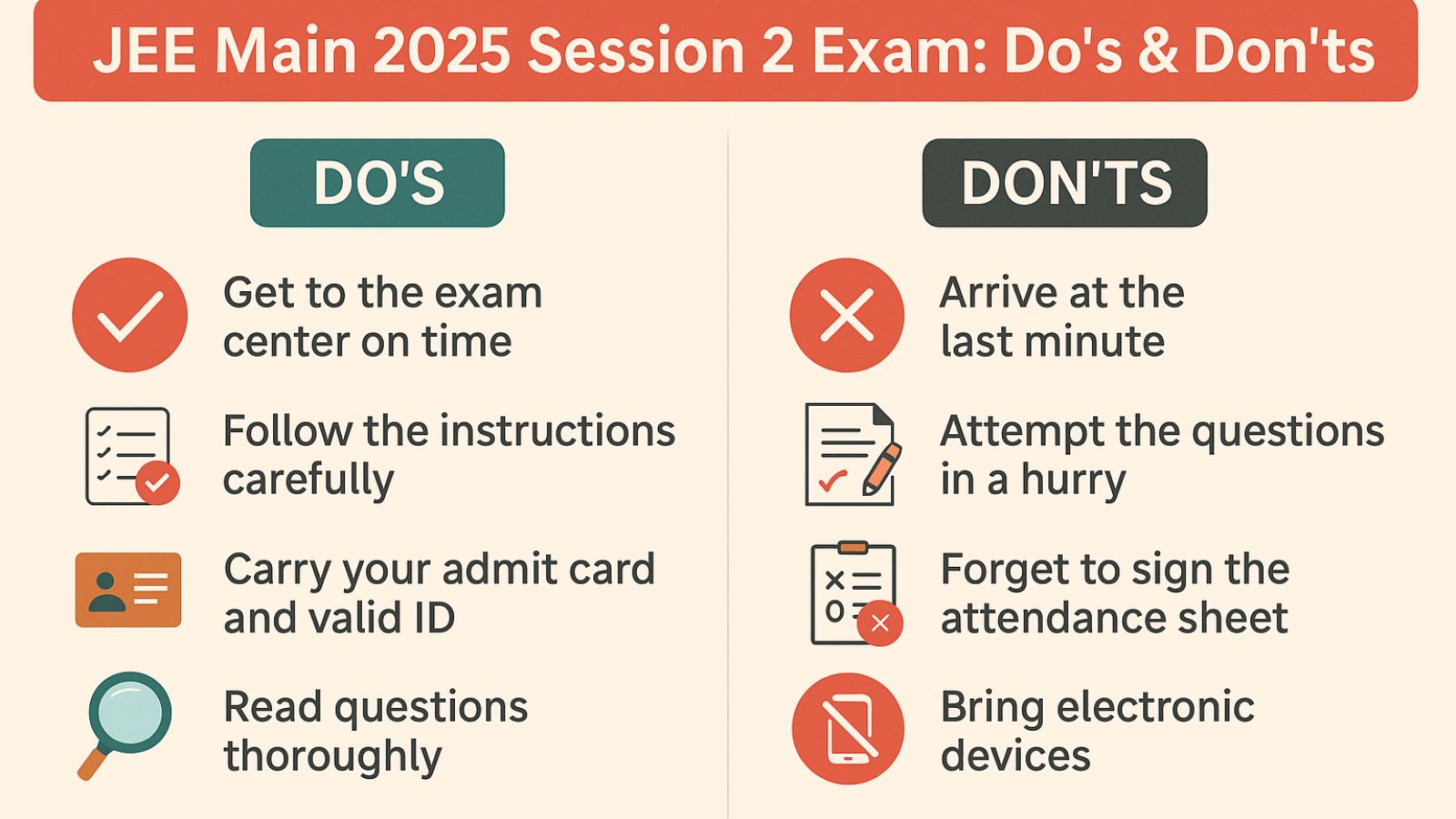 JEE Main 2025 Session 2 Important Documents Required Dress Code At Exam ...