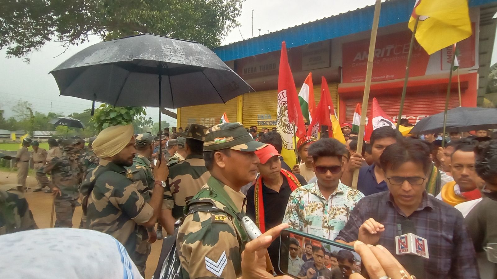 Tipra Motha youth wing protests against construction of embankment by ...