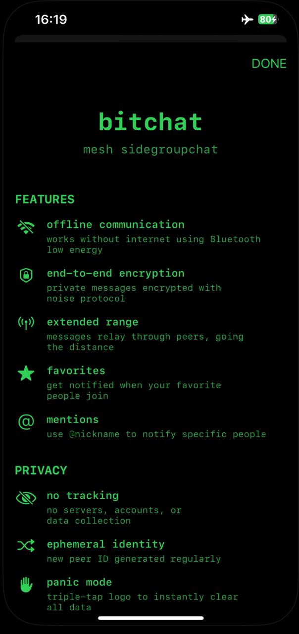 Bluetooth messaging app: I used Jack Dorsey’s Bitchat messaging app with no Wi-Fi or mobile data